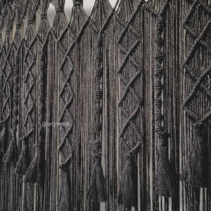 Macrame Curtain for Door or Window, Handmade Black Macrame Curtain ...