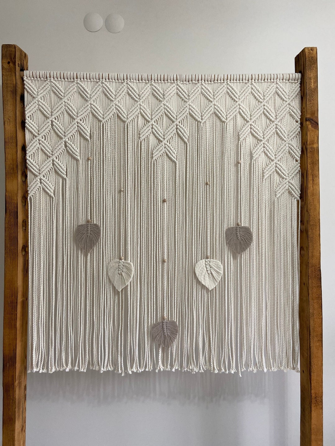 Macrame Curtain for Door or Window, Leaf Pattern Macrame Curtain, Room ...