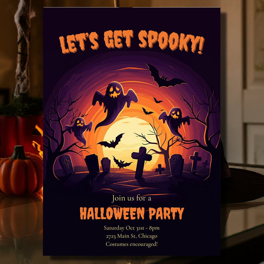 Let's Get Spooky Halloween Invitation Template Adult or Kids Halloween ...