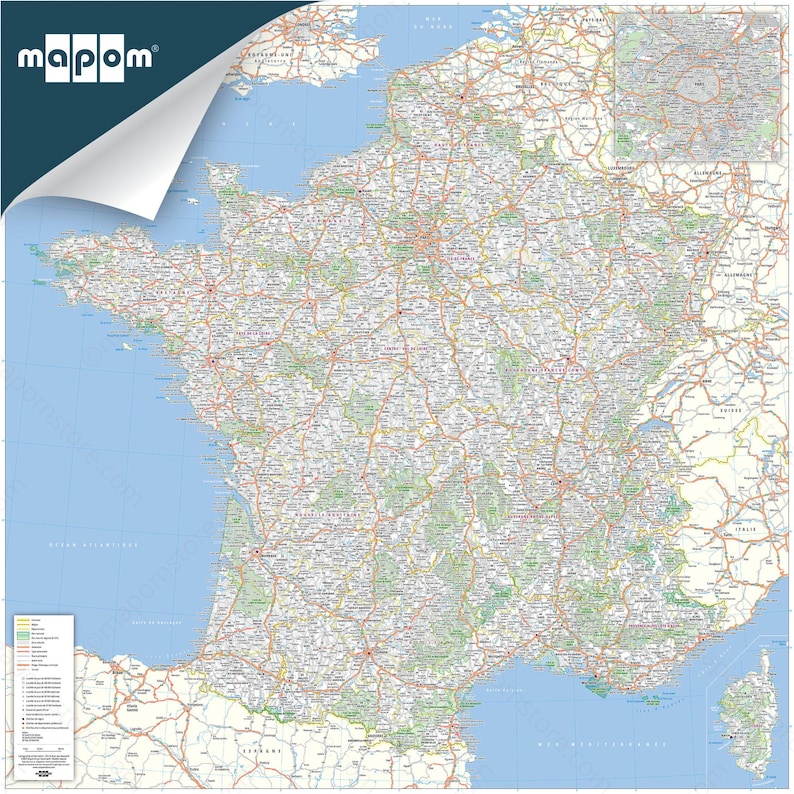 ROAD Map of France, by Mapom France - Etsy