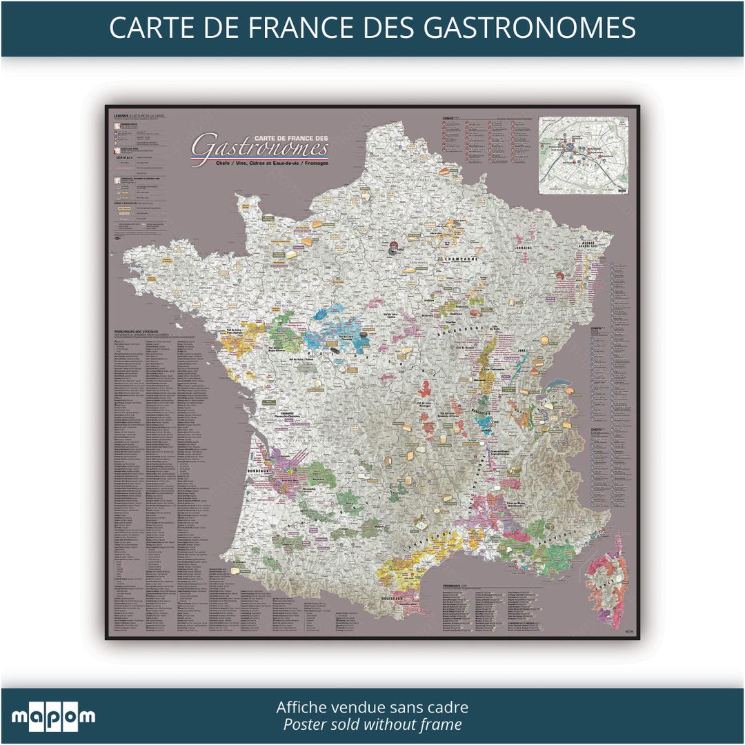 Gastonomic Map of France MASTIC Style, by Mapom France - Etsy