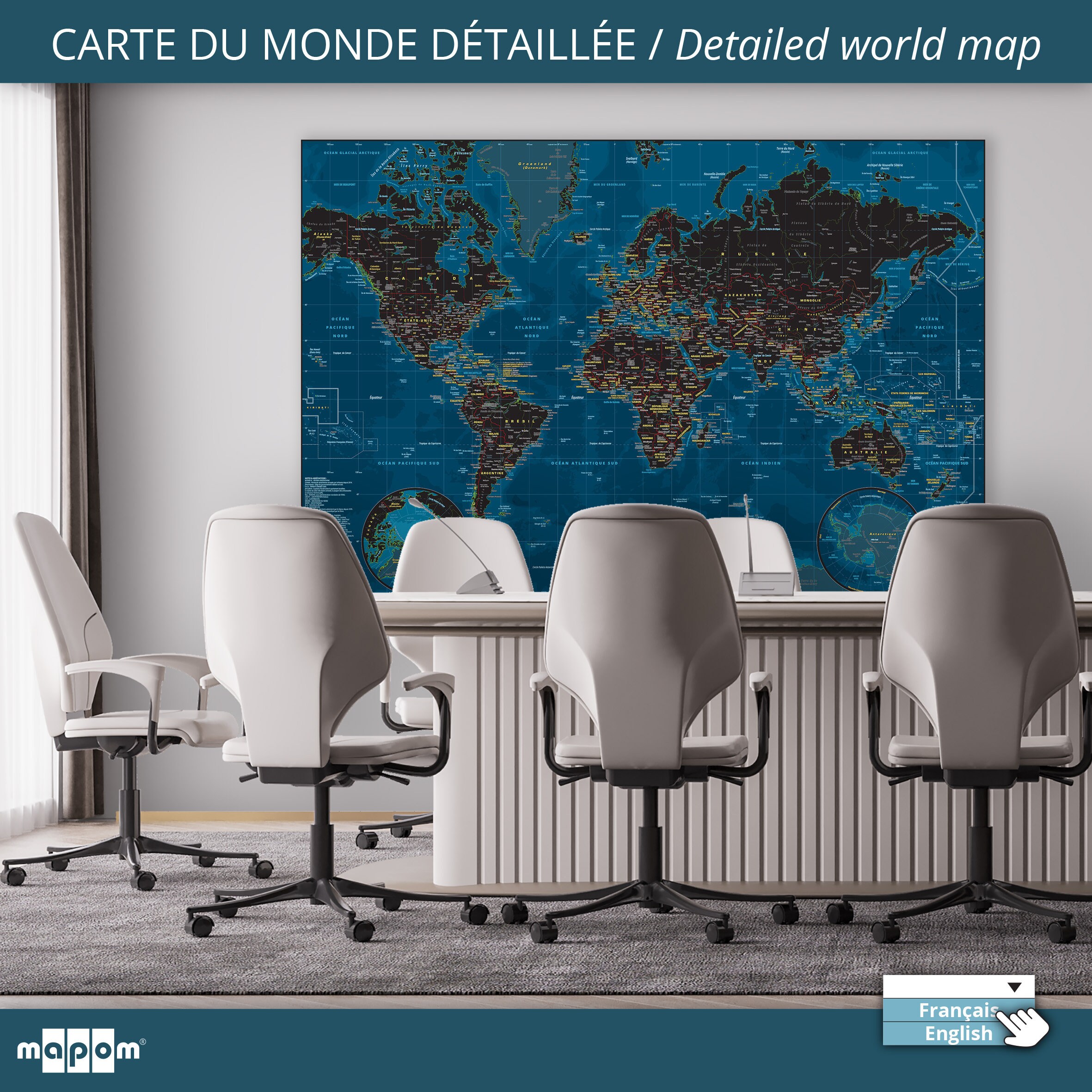 Detailed World Map NIGHT by Mapom® - Etsy