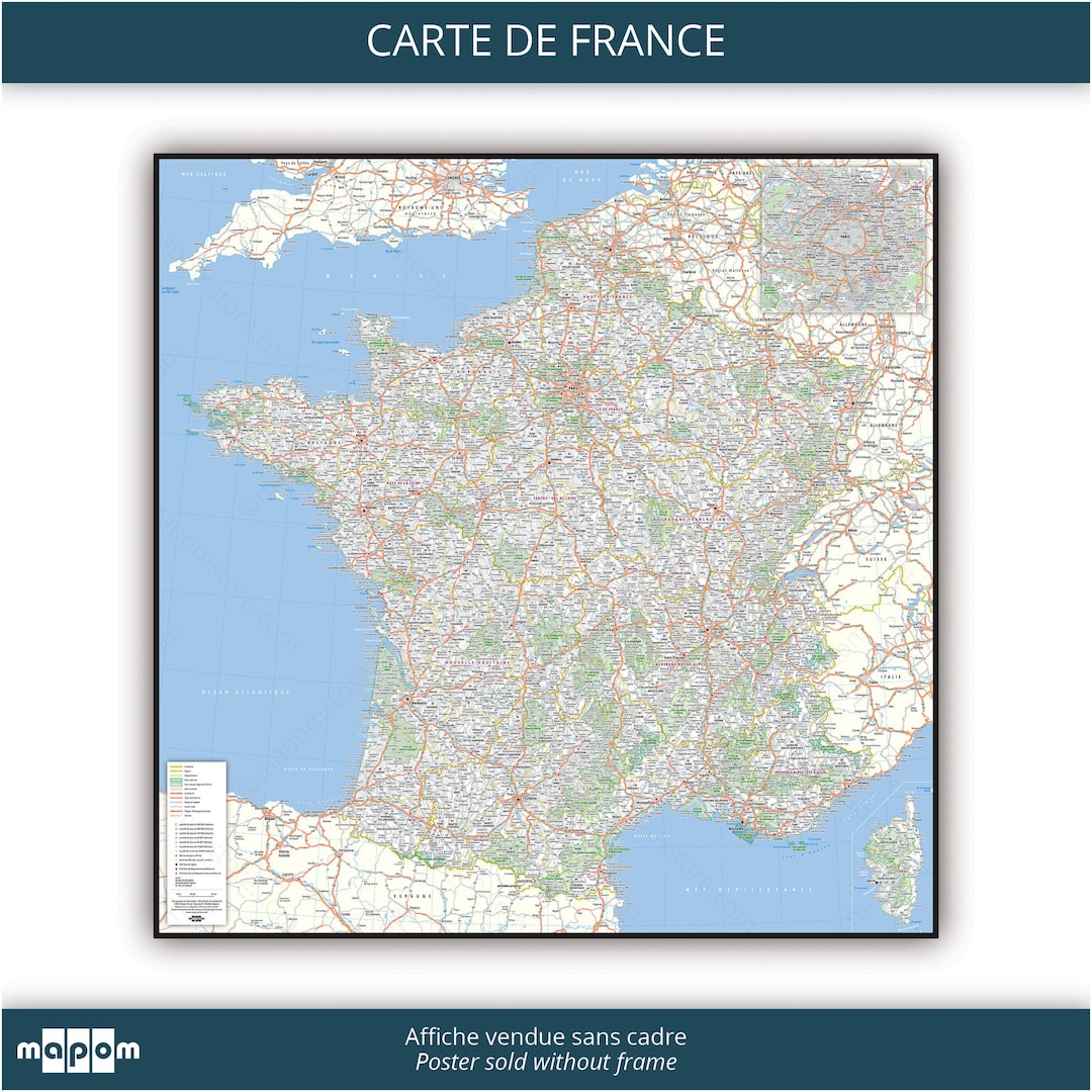 ROAD Map of France, by Mapom France - Etsy