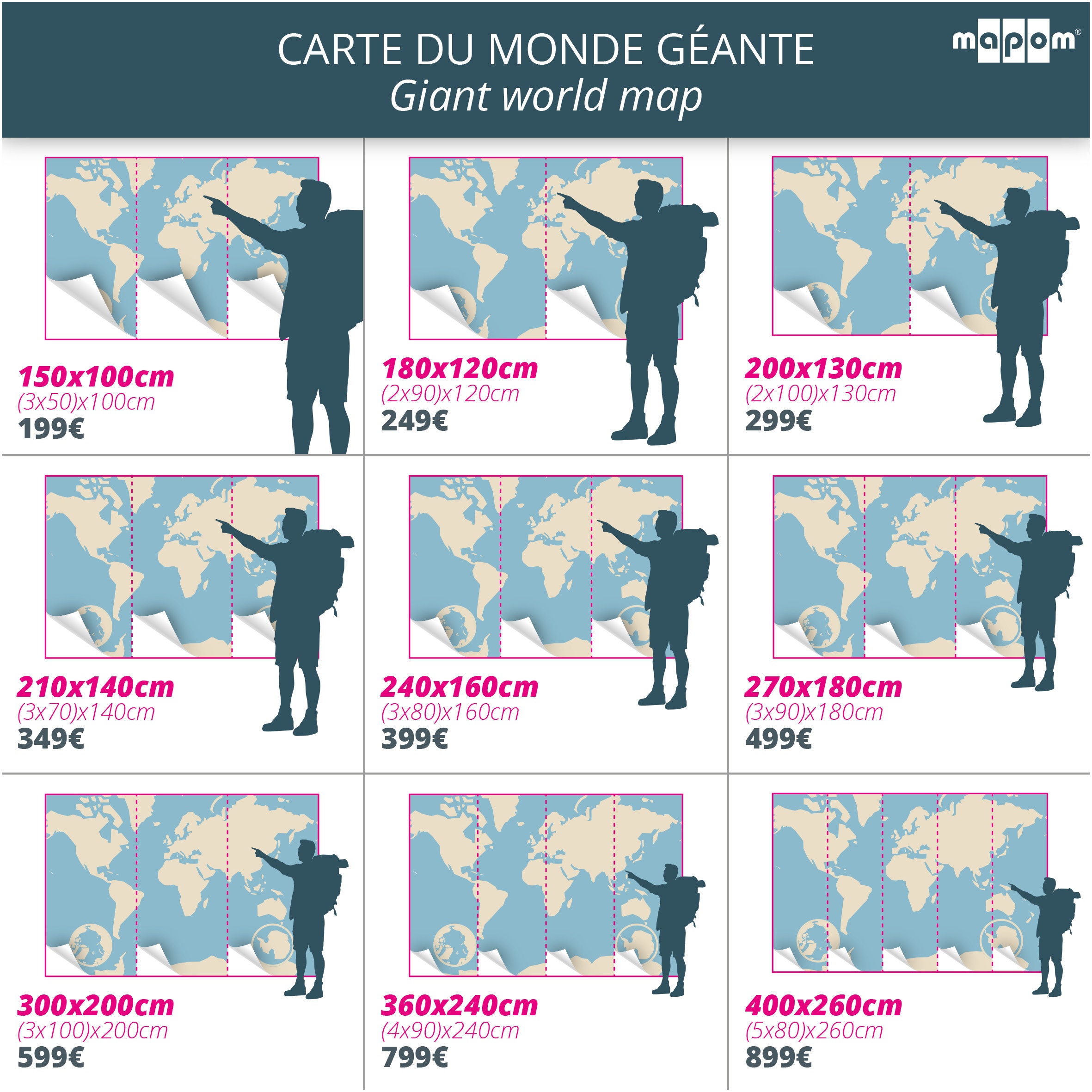 Giant CLASSIC World Map 9 Sizes of Wallpaper or Custom Wallpaper by ...