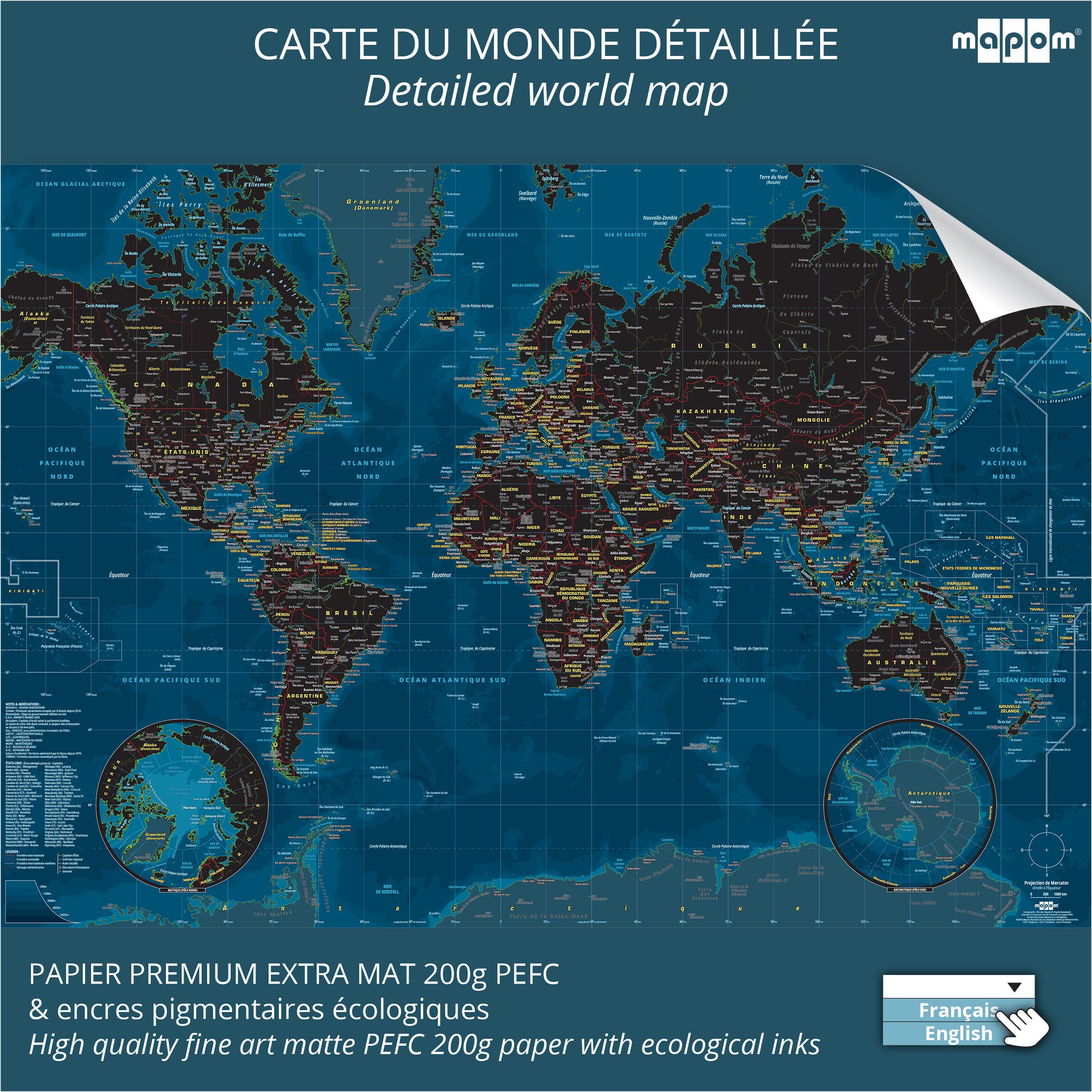 Detailed World Map NIGHT by Mapom® - Etsy