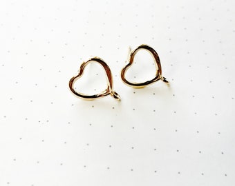 Brass Shell Earring Stud With Loop Raw Brass Shell Earring - Etsy
