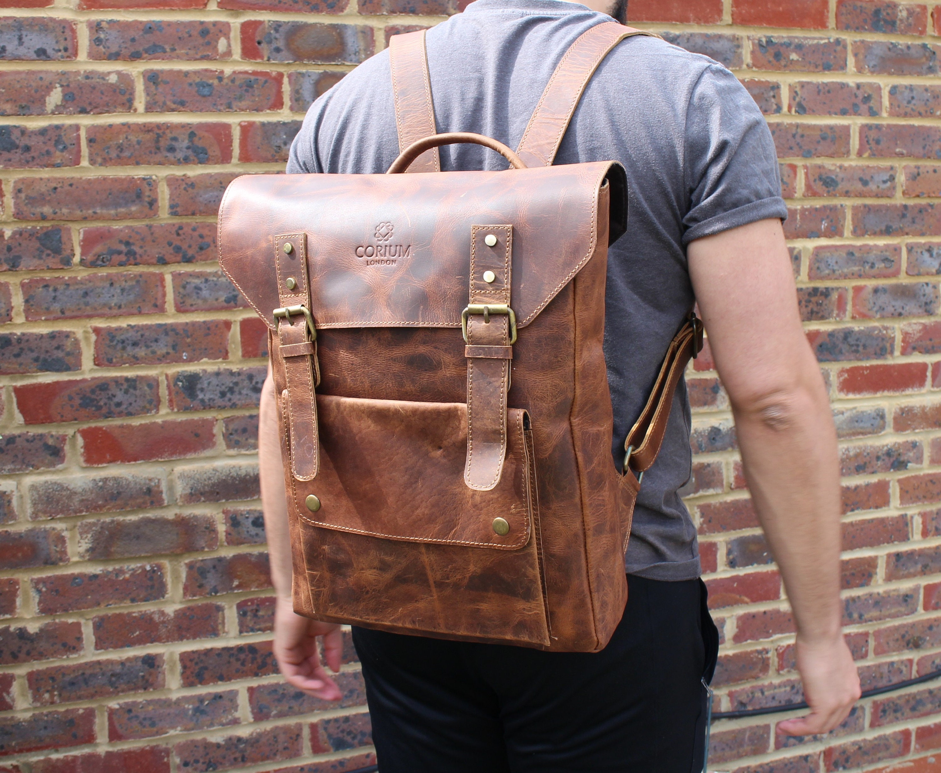 Sonnenblume Installation Halt leather rucksack mens vorsichtig heilig ...