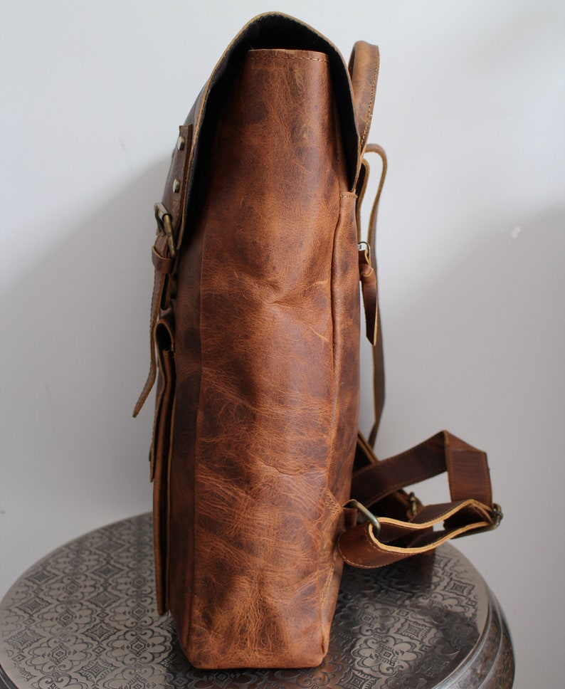 Leather Backpack Brown Leather Backpack Rucksack Men - Etsy