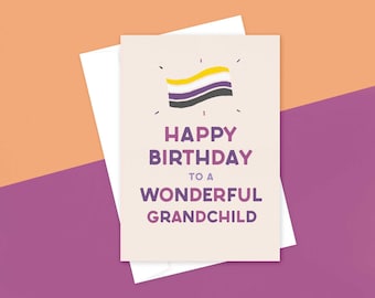 Lgbt Happy Birth-they Nonbinary Birthday Card Non Binary - Etsy