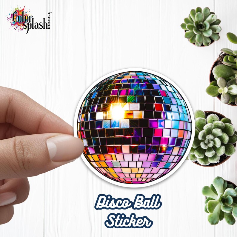 Sparkly Disco Ball Sticker | Retro Party Vibes | Holographic Glitter ...