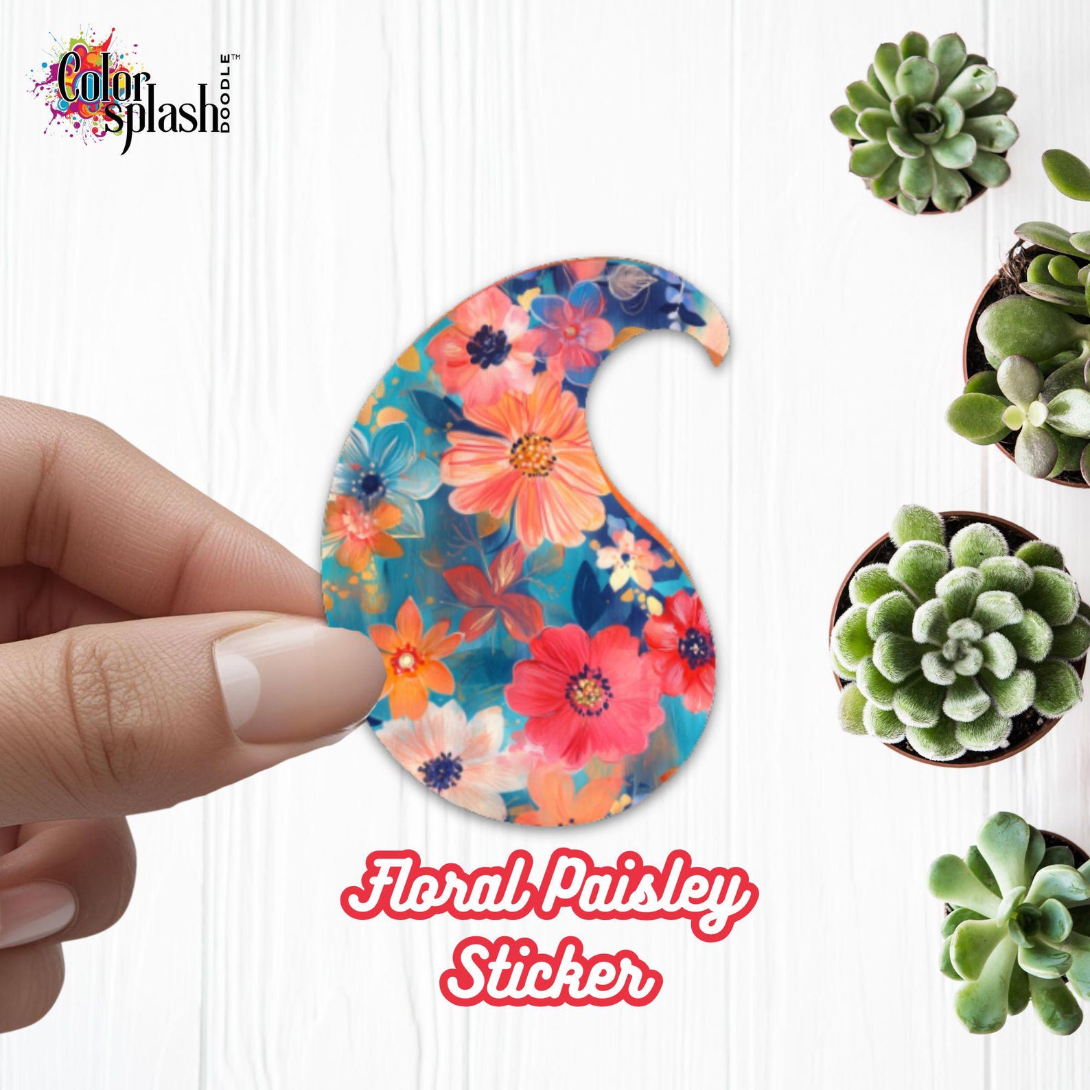 Boho Floral Paisley Stickers | Mix & Match or Complete Set of 4 ...