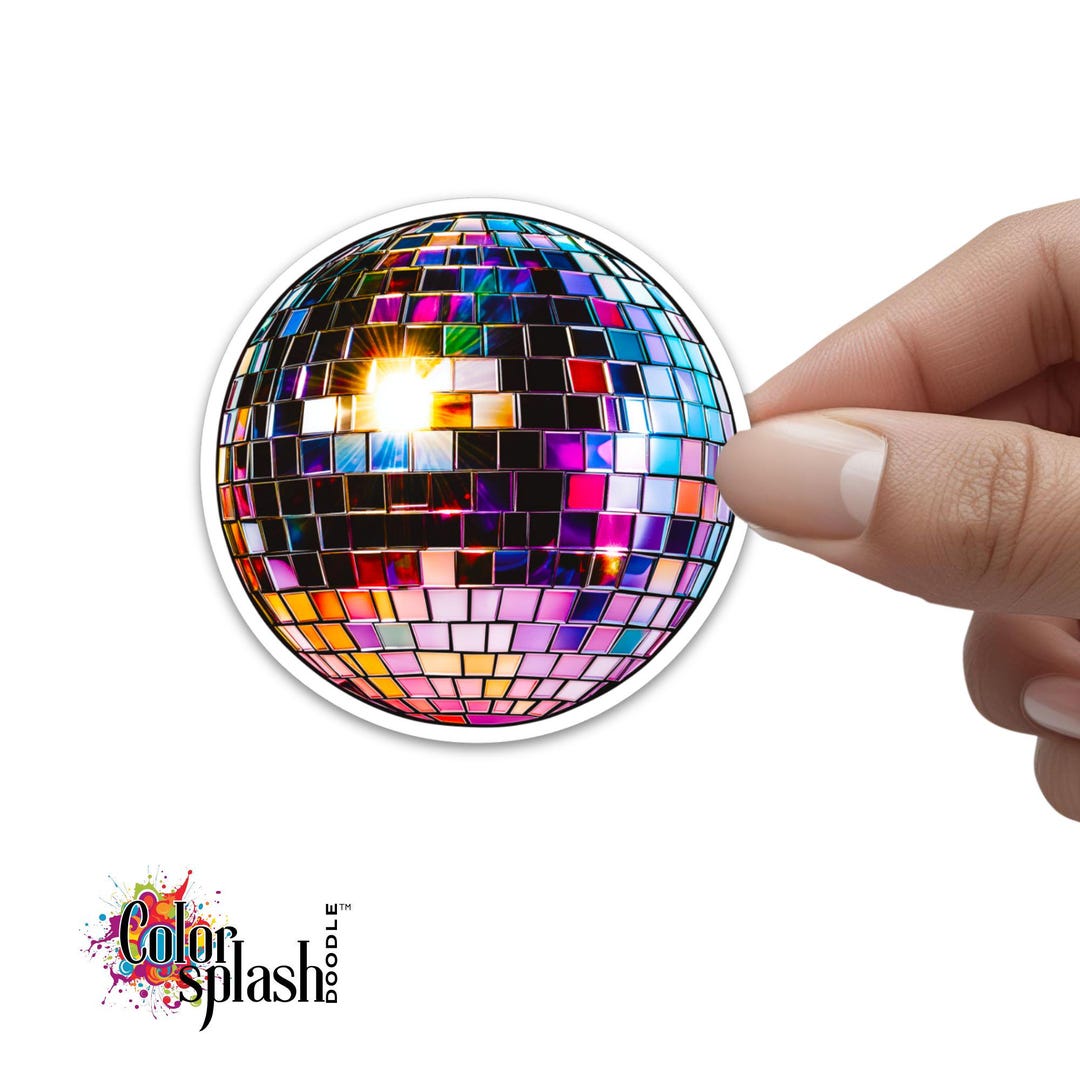 Sparkly Disco Ball Sticker | Retro Party Vibes | Holographic Glitter ...