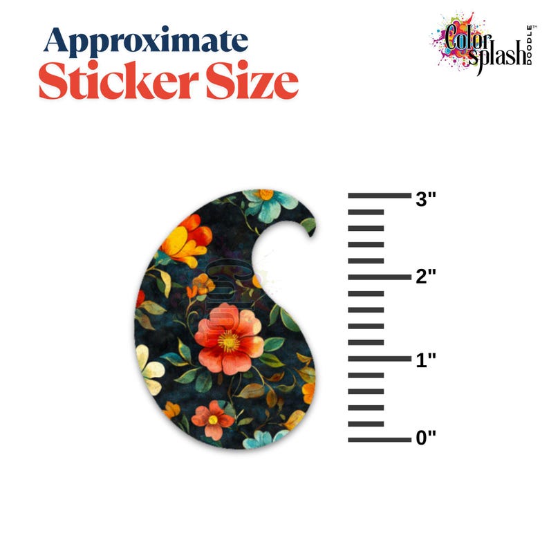 Boho Floral Paisley Stickers | Mix & Match or Complete Set of 4 ...