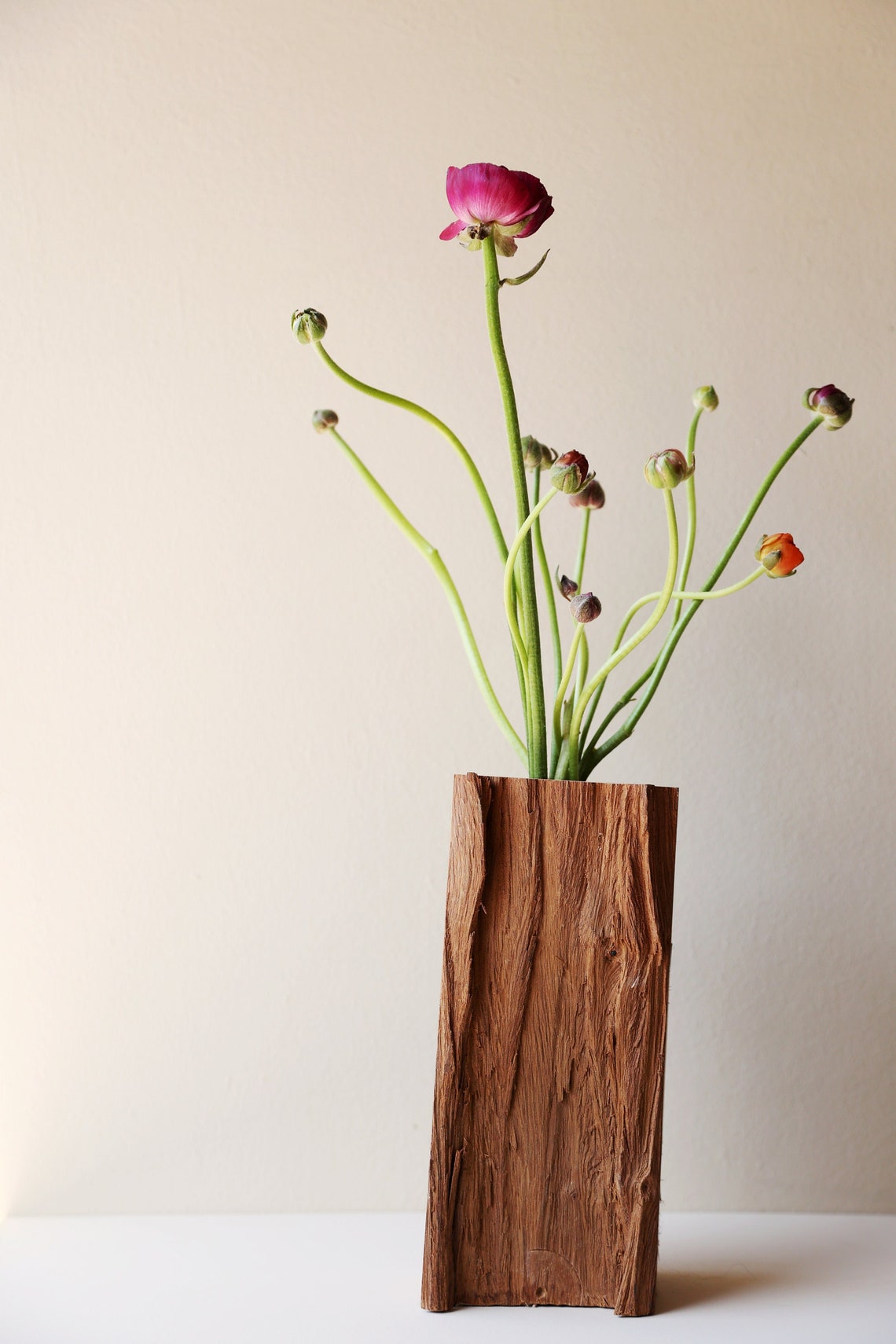 Rustic Wood Vase With Glass Tube: Handcrafted Floral Display - Etsy