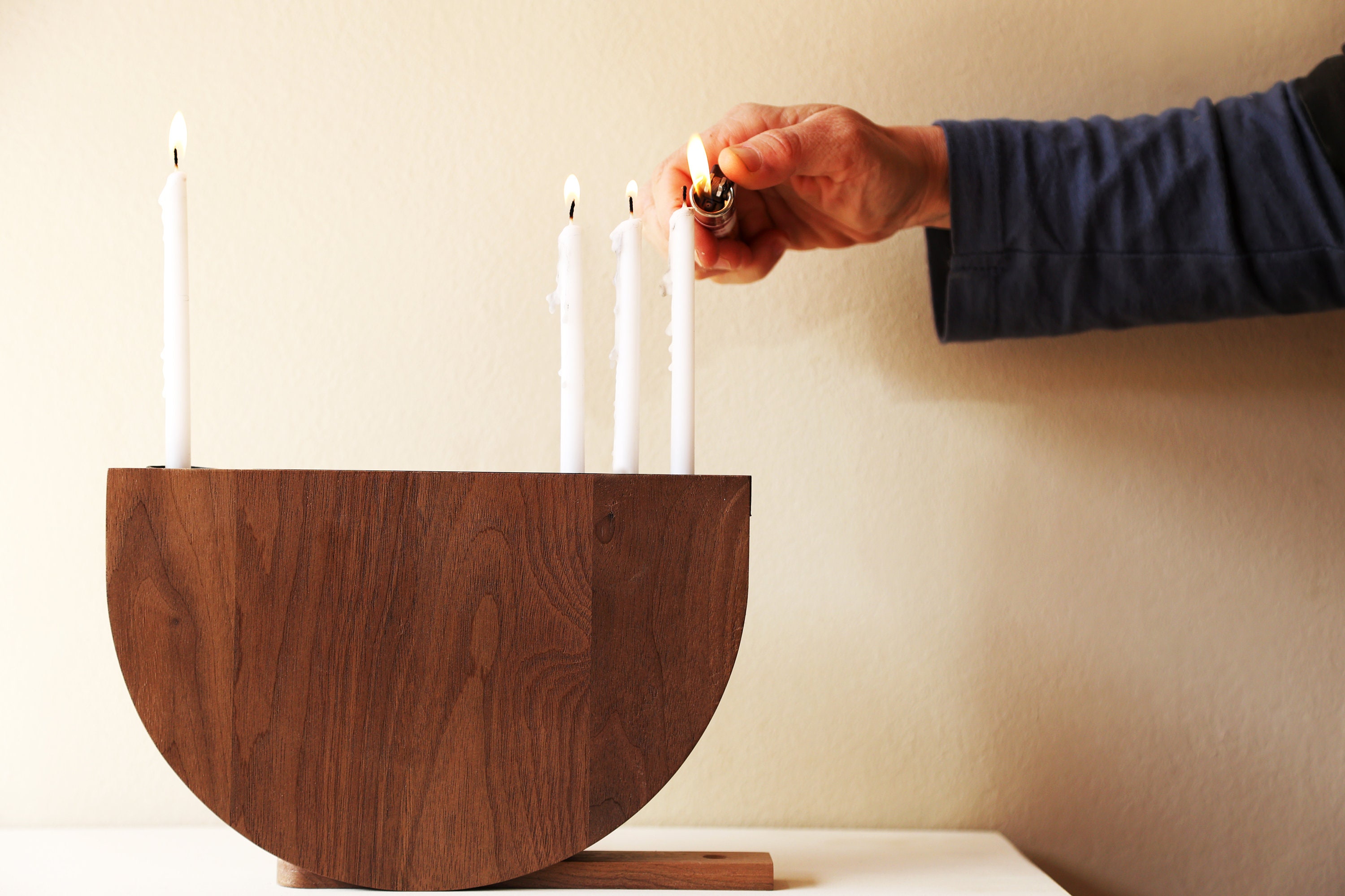 Handcrafted Wooden Hanukkah Menorah: Modern Judaica Decor - Etsy