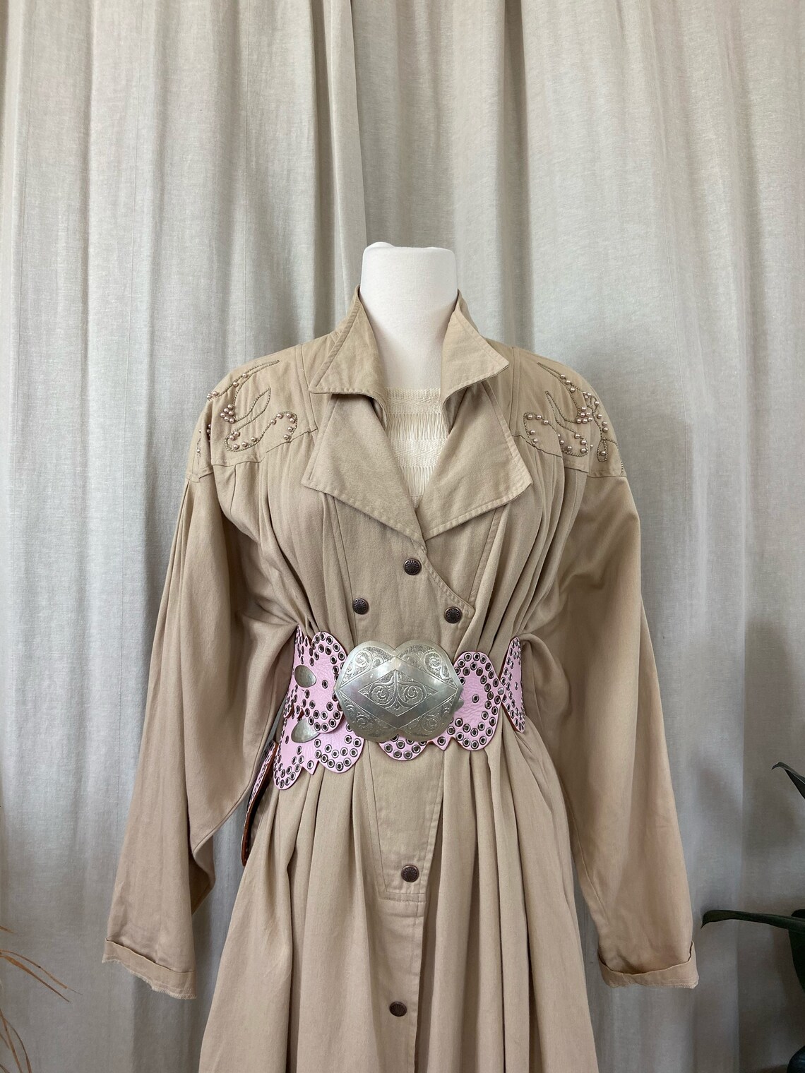Retro Cool: 80s-90s Vintage Duster With Studded Details - Etsy