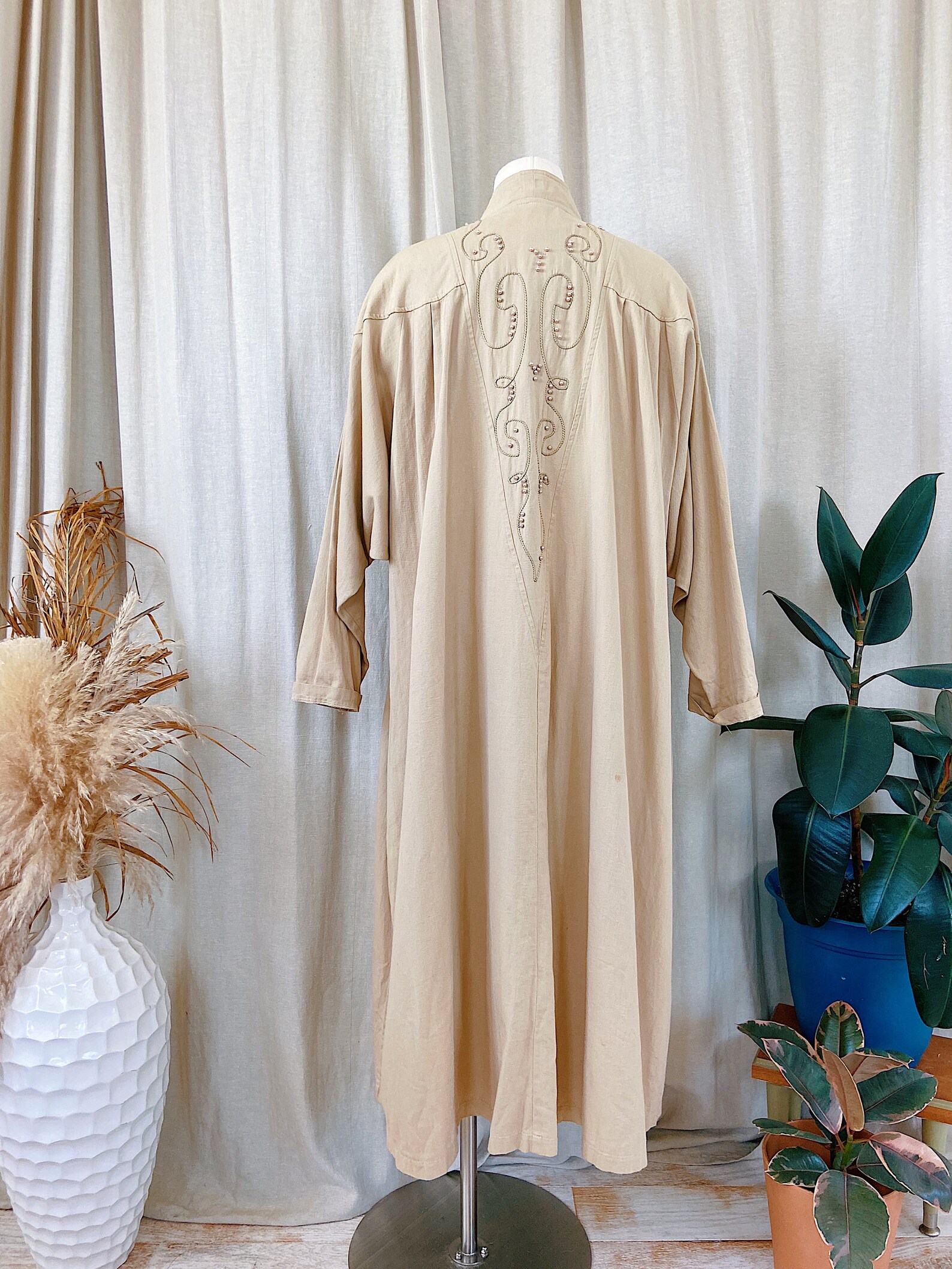 Retro Cool: 80s-90s Vintage Duster With Studded Details - Etsy