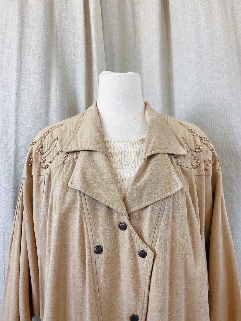Retro Cool: 80s-90s Vintage Duster With Studded Details - Etsy