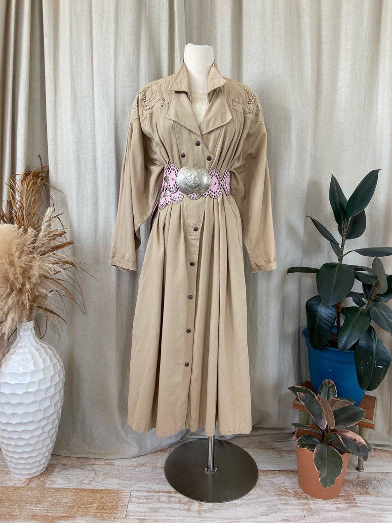 Retro Cool: 80s-90s Vintage Duster With Studded Details - Etsy