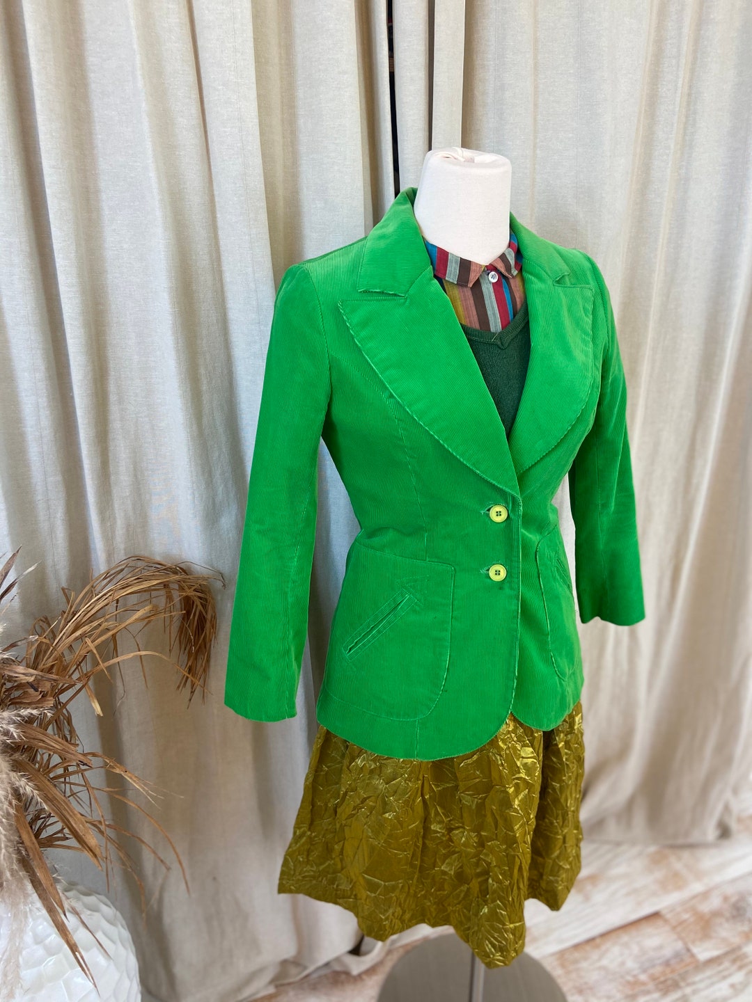 Chartreuse Corduroy Blazer by Bullocks - Etsy