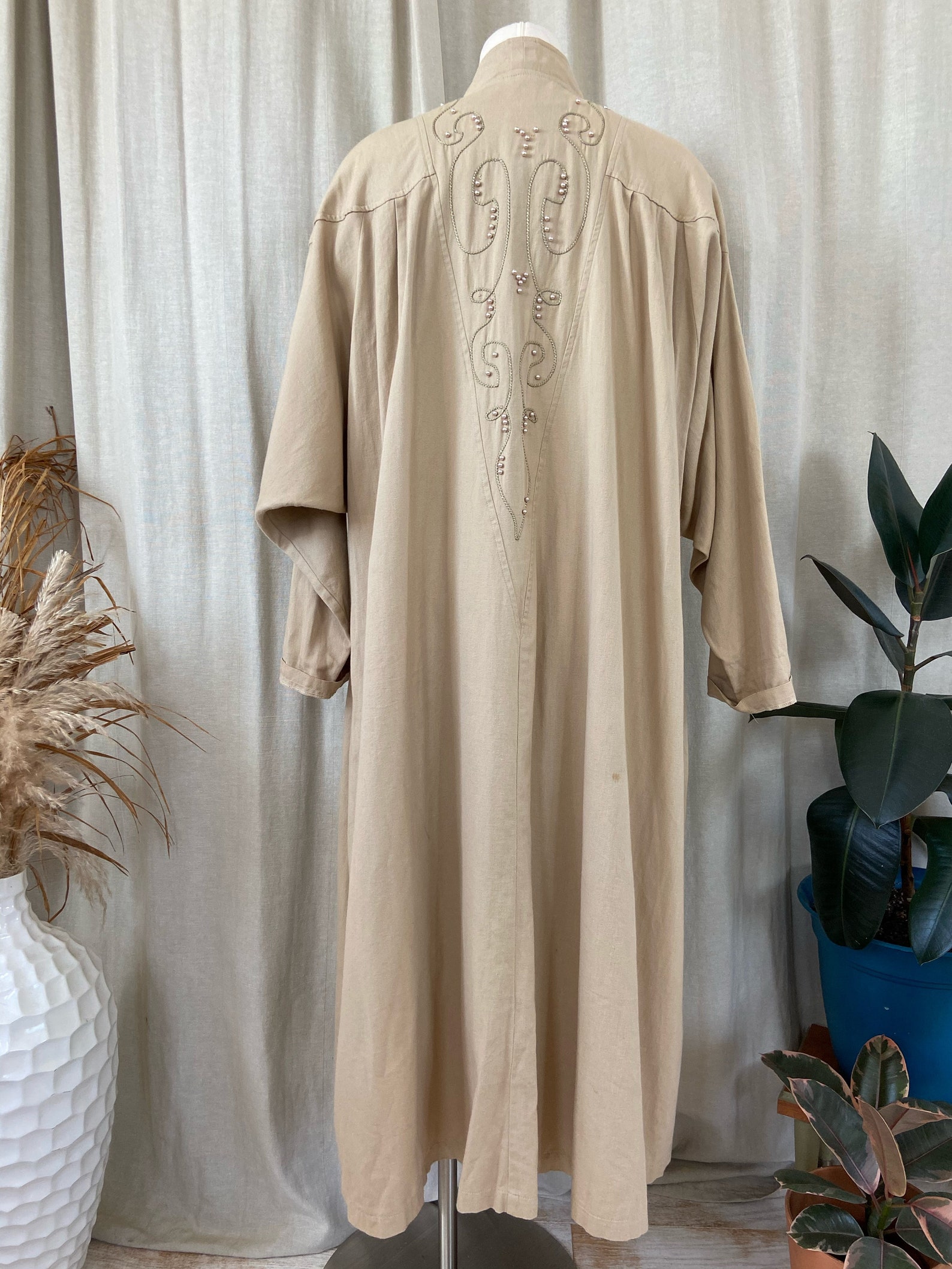 Retro Cool: 80s-90s Vintage Duster With Studded Details - Etsy