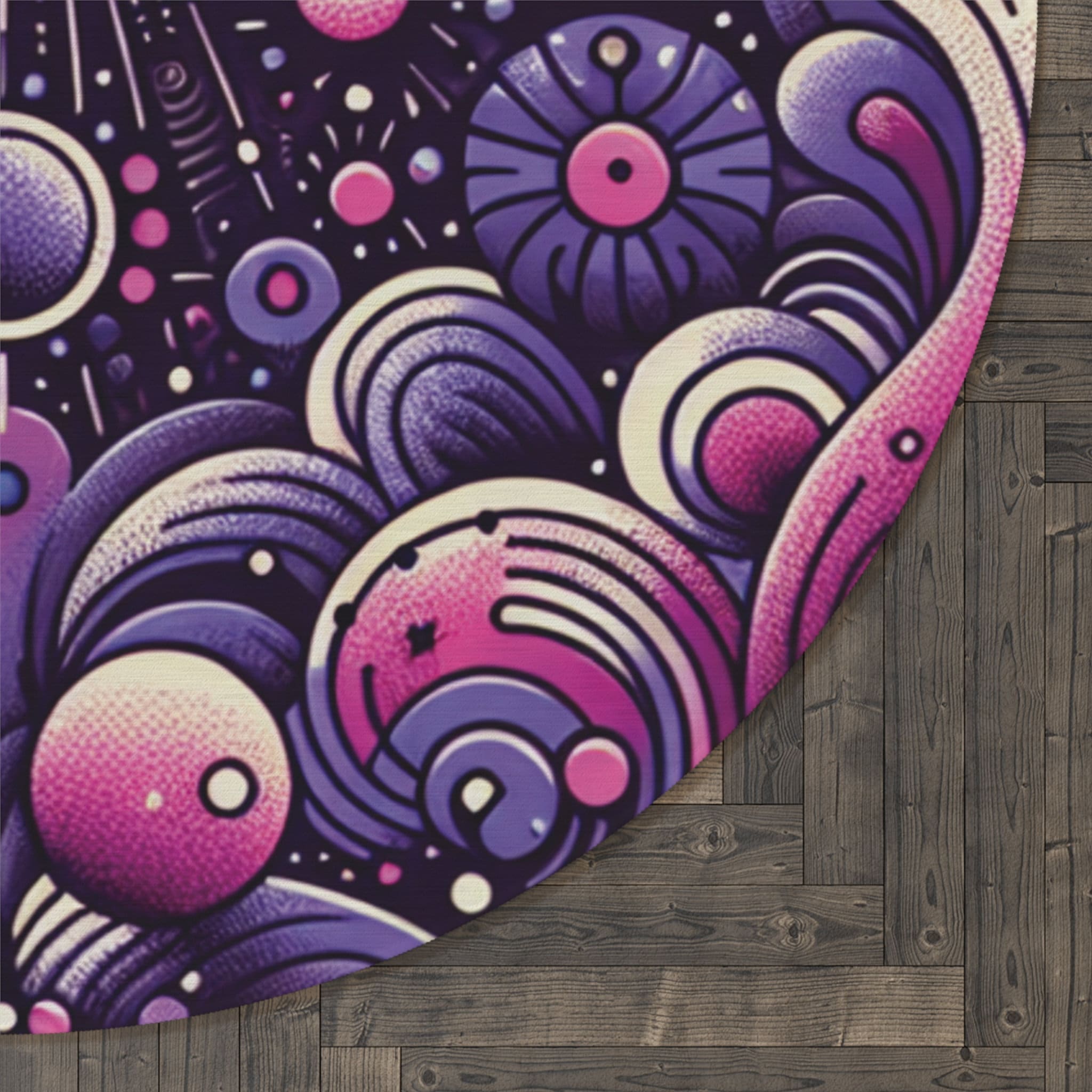 Round Rug Purple Pink Rug, Circle Rug, Lounge Rug, Bedroom Rug, Retro ...