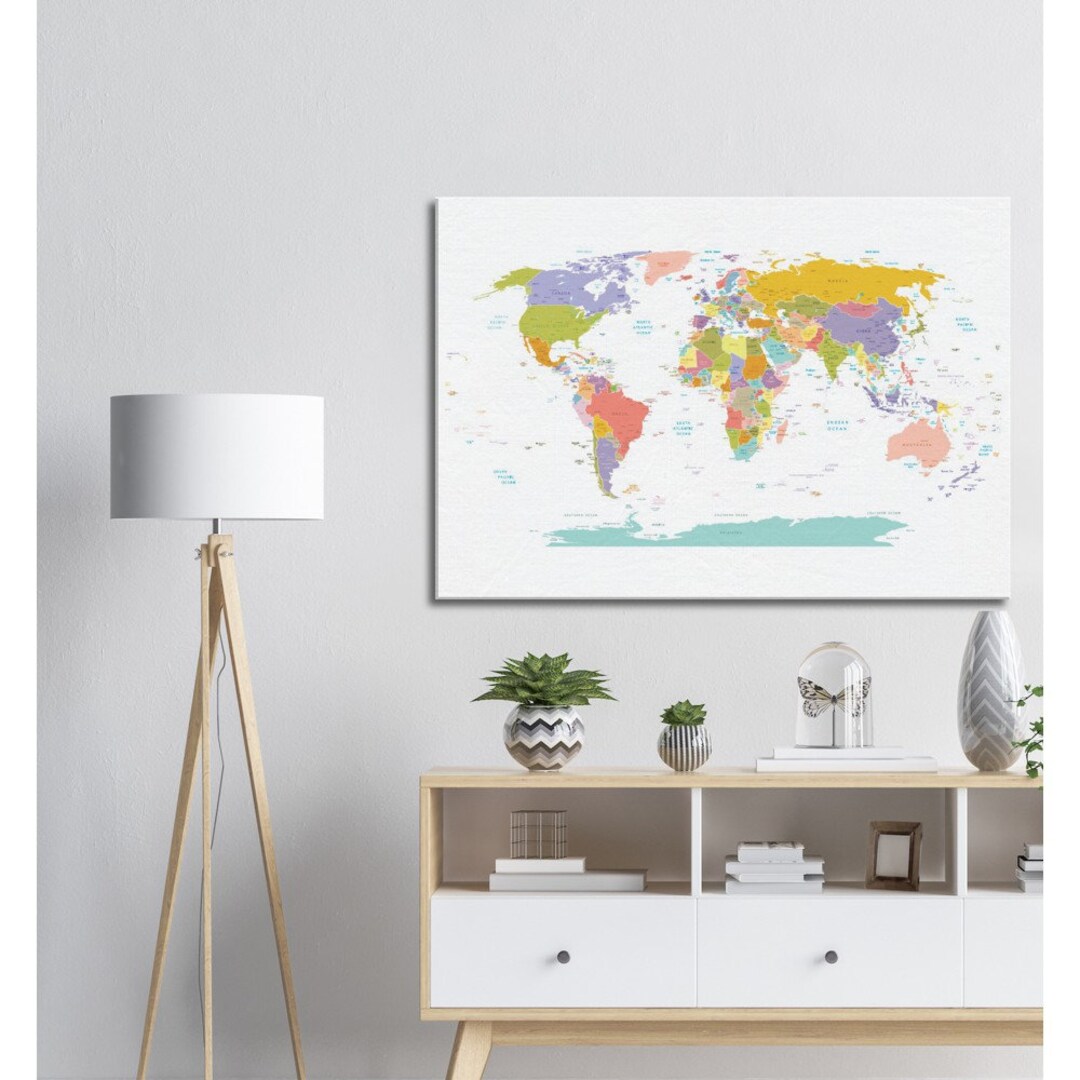 World Map Wall Art Canvas Print 100 X 70 Cm Map of the World Perfect ...