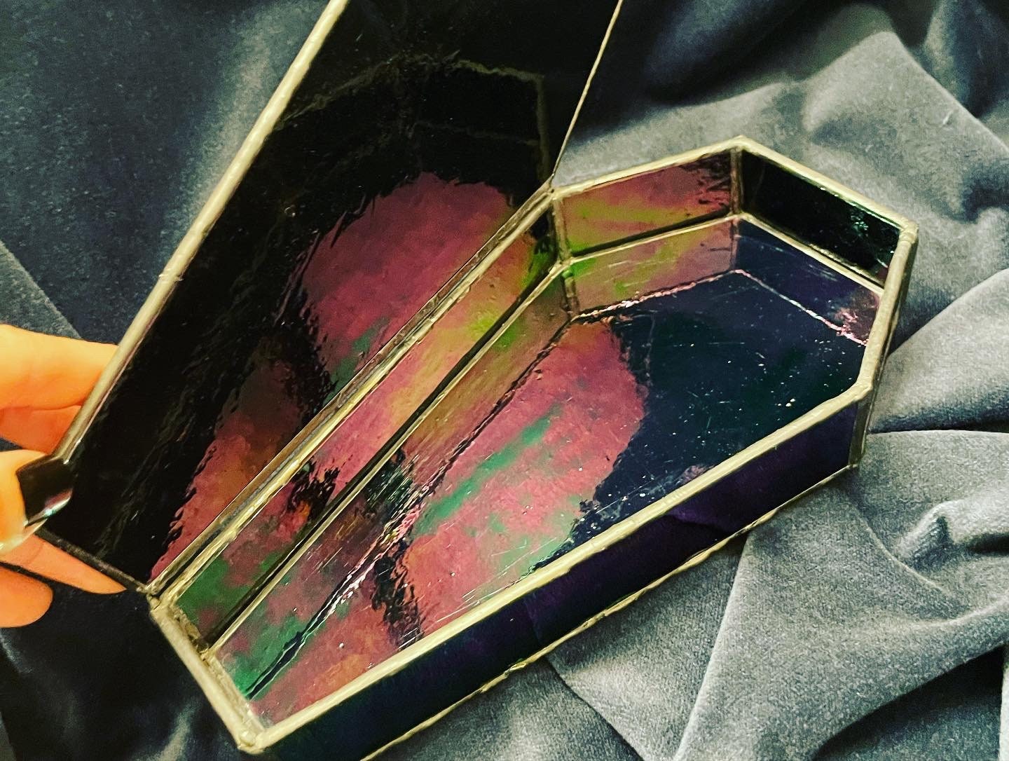 Iridescent Black Coffin Glass Box - Etsy