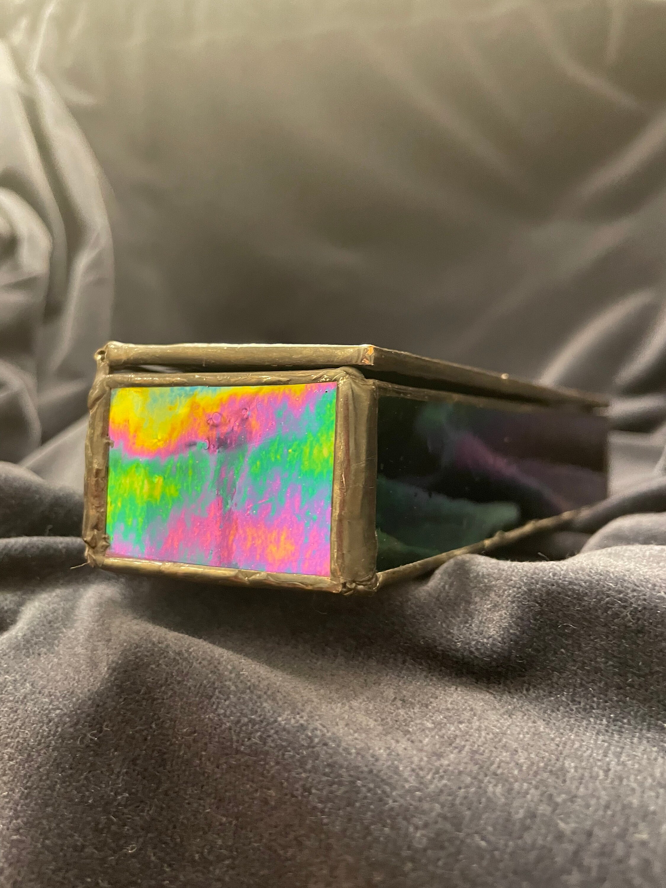 Iridescent Black Coffin Glass Box - Etsy