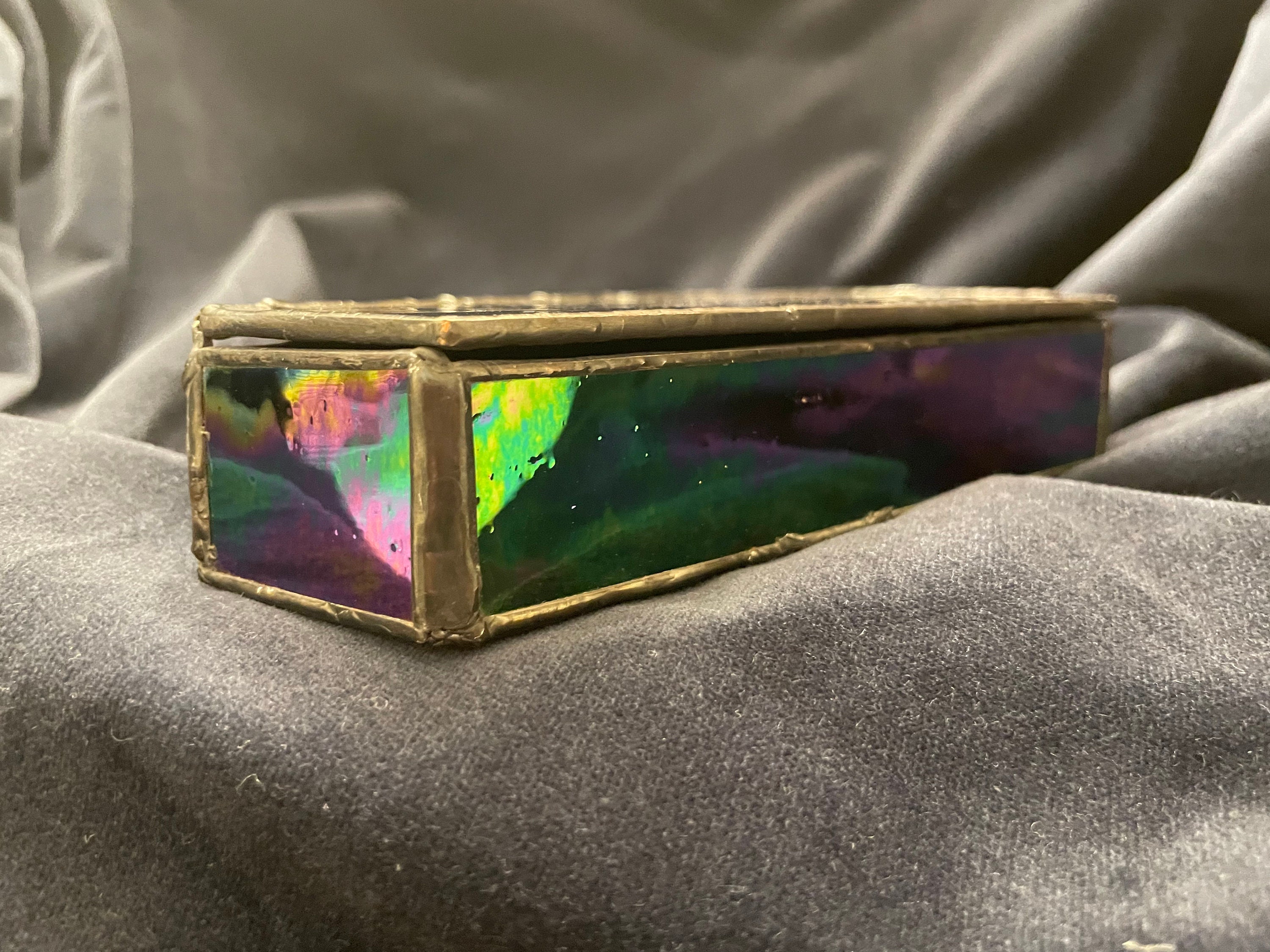 Iridescent Black Coffin Glass Box - Etsy
