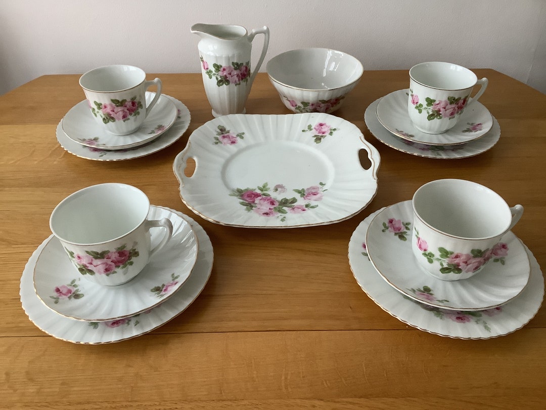 Vintage Bohemian Czechoslovakia China Tea Set Set of 4 Tea Cup Saucer ...