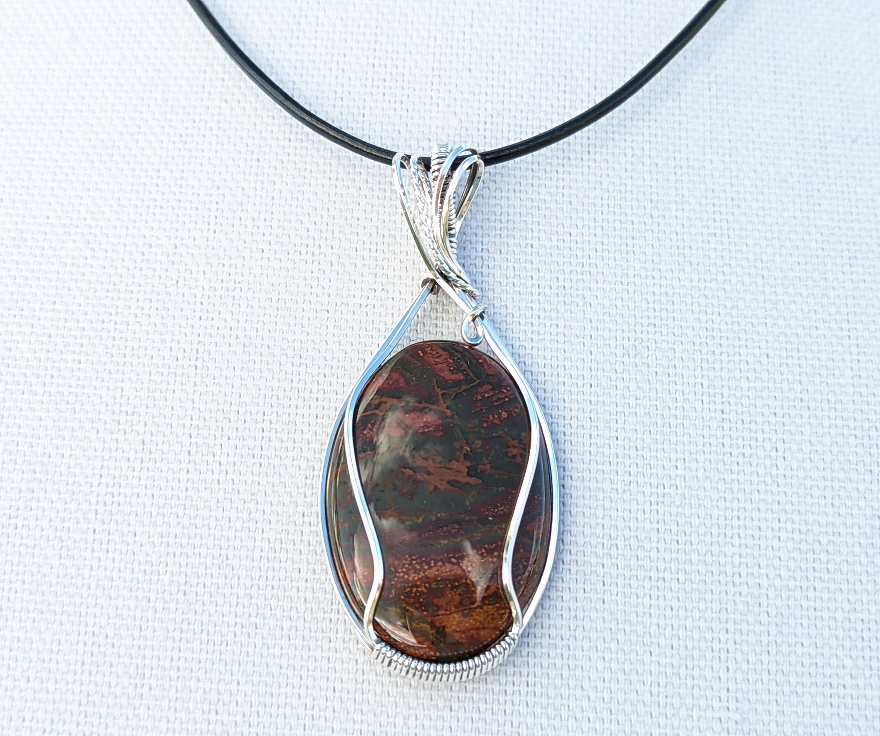 Silver Bloodstone Pendant; Aries Birthstone; Wire Wrapped; Unique; for ...