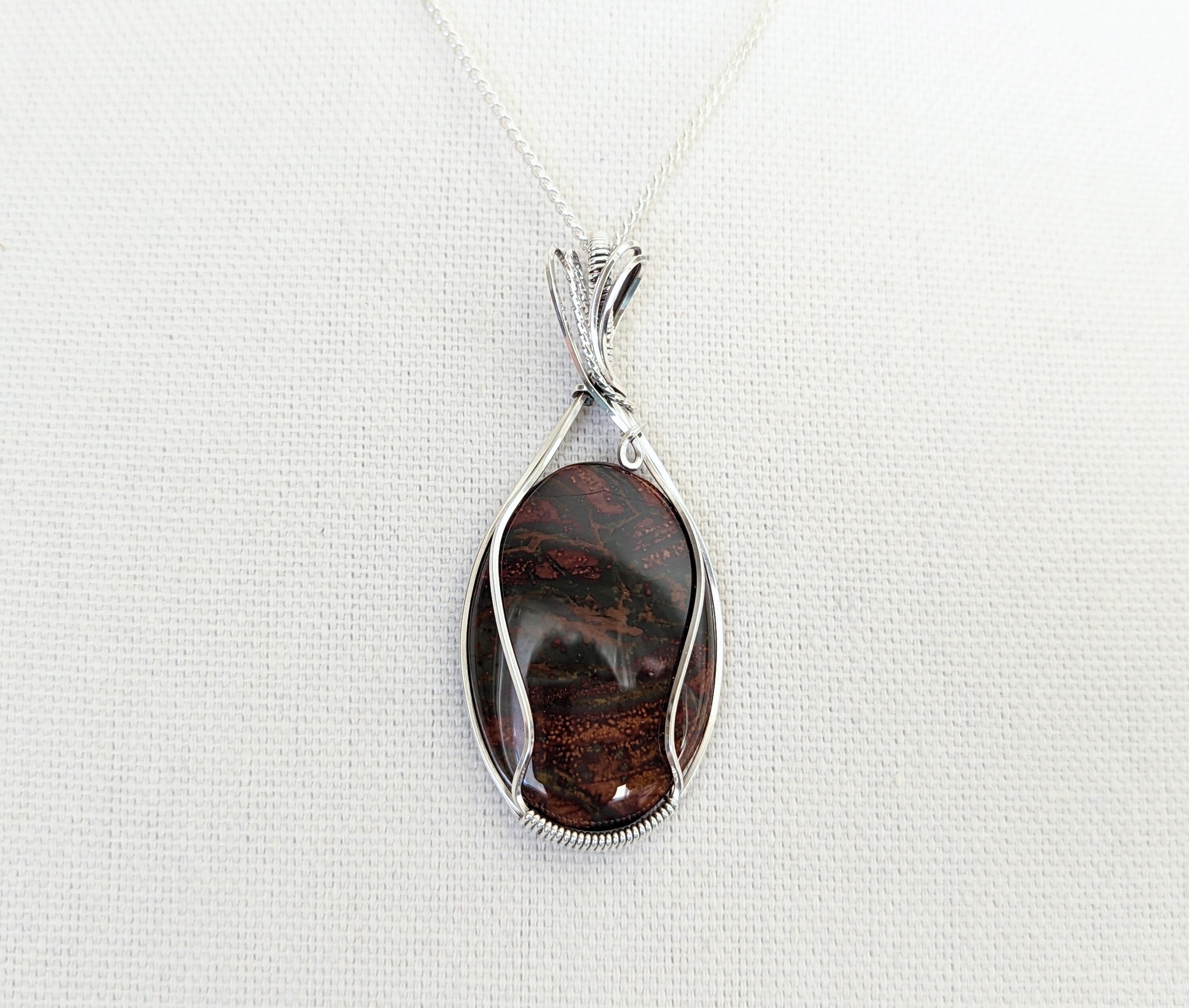 Silver Bloodstone Pendant; Aries Birthstone; Wire Wrapped; Unique; for ...