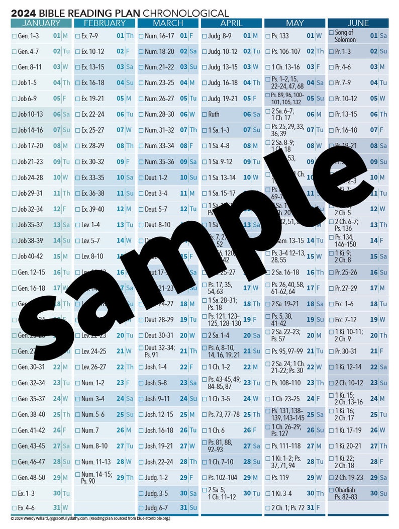 2024 Chronological Bible Reading Plan Printable - Etsy