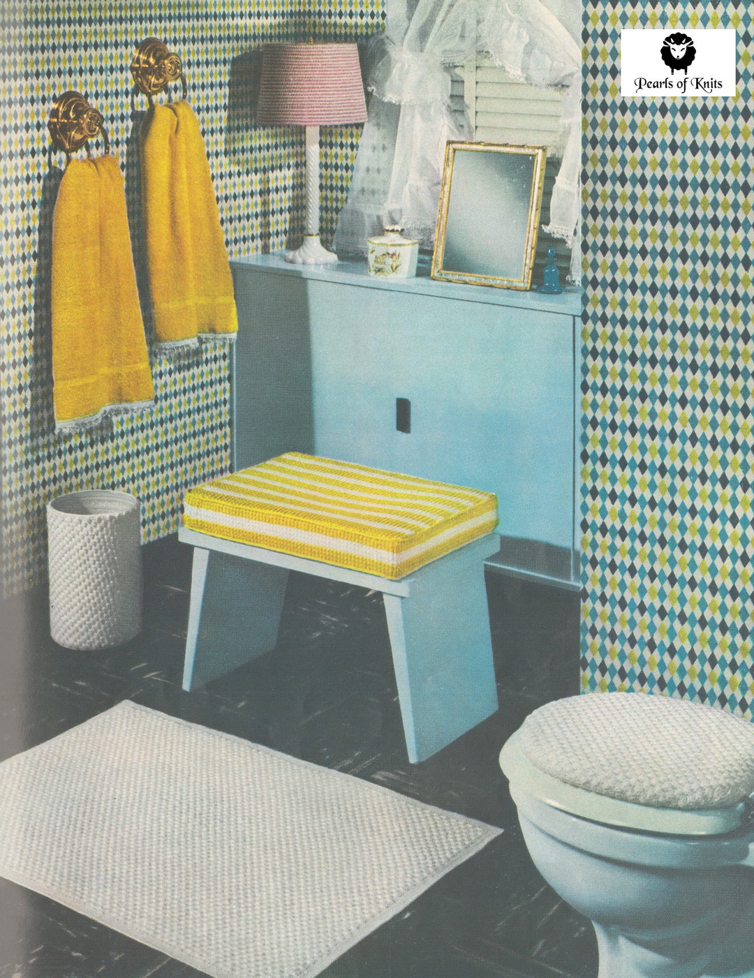 Crochet Bath Mat - Crochet Scrap Basket Cover - Vintage Crochet Pattern ...