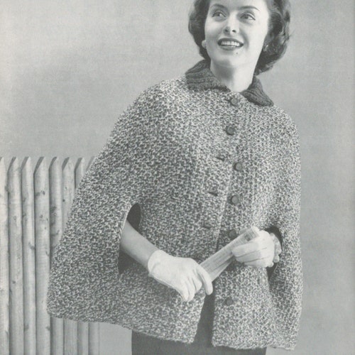 INSTANT PDF Vintage Knitting Pattern Unique Ladies Cape Jacket - Etsy