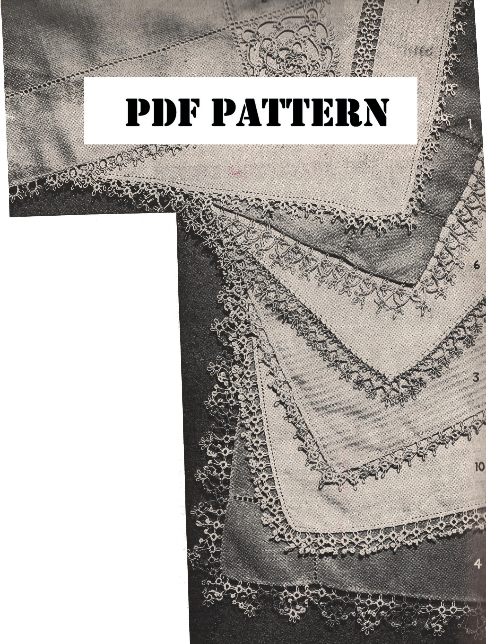 7 Tatted Handkerchief Edgings - Vintage Crochet Pattern From the 1940s ...