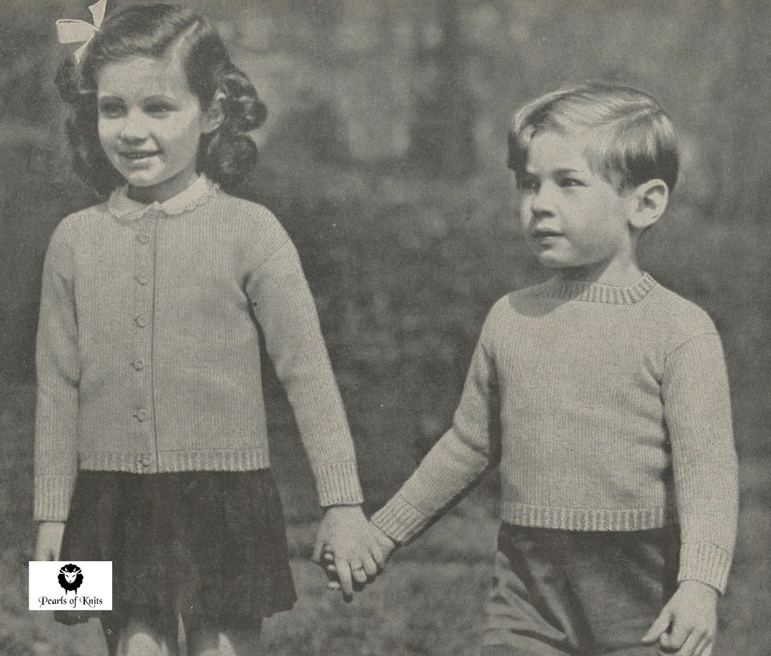 Classic Boy's and Girl's Twin Set - Vintage Knitting Pattern From the ...