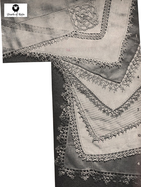 7 Tatted Handkerchief Edgings Vintage Crochet Pattern From - Etsy