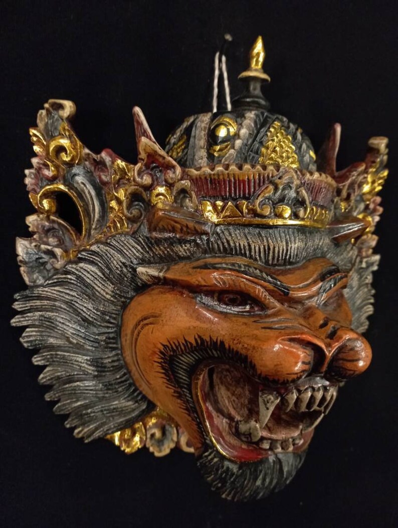 Narasimha Wooden Mask King Lion Vintage Mask Wood Carving Wooden ...