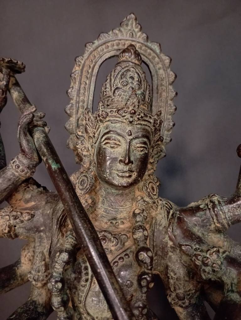 Mahakali Bronze Statue Maa Kali Statue Ten Arms Mahakali Figurine Home ...