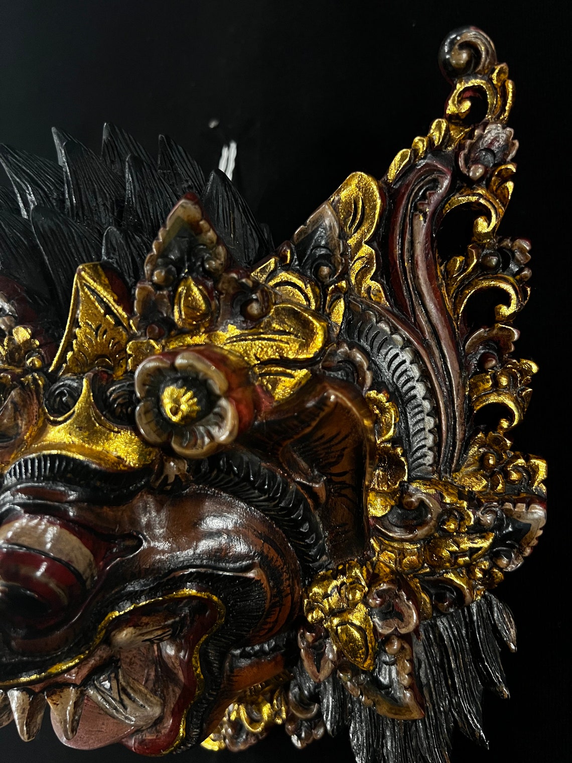 Narasimha King Lion Wooden Mask Balinese Mask Wood Carving Wall Mask ...