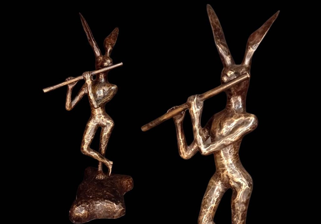 Standing Rabbit Bronze Statue Rabbit Sculpture Animal Bronze Home Decor ...