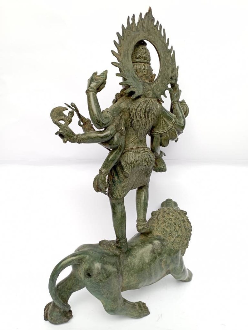 Mahakali Bronze Statue Parvati Durga Maa Kali Statue Riding Lion Hindu ...