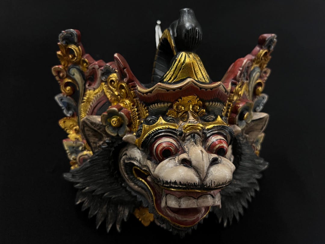 Buy Hanuman Wooden Mask, Balinese Wall Decor, Mythology Art Online in ...