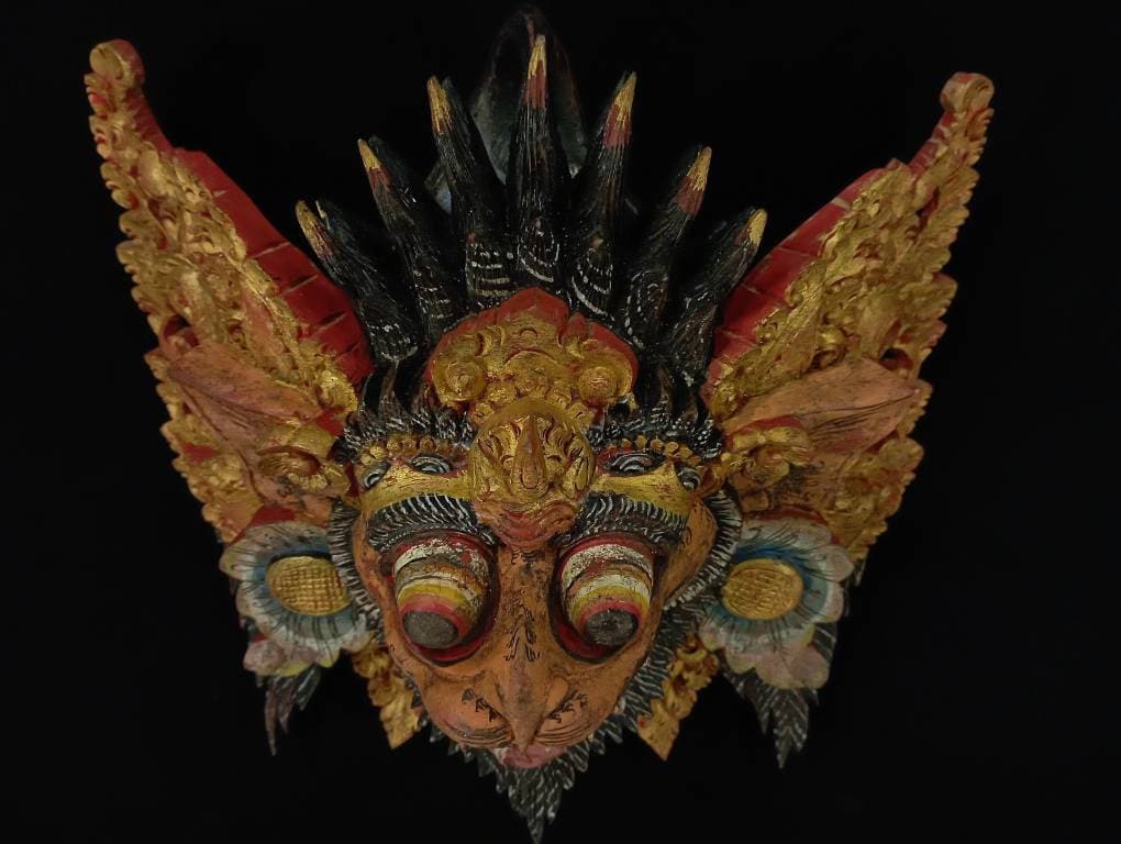 Antique Narasimha King Lion Wooden Mask Balinese Barong Mask Wall Mask ...