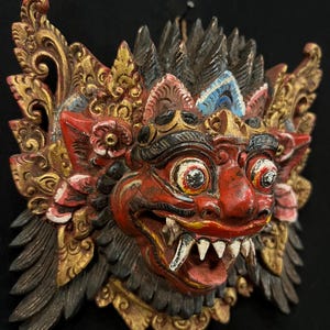 Narasimha Wooden Mask King Lion Vintage Mask Wood Carving Wooden ...
