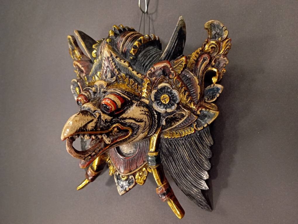 Garuda Wooden Mask Balinese Mask Wood Carving Wall Mask Decor Wood Bali ...