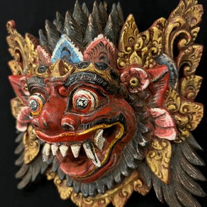 Narasimha Wooden Mask King Lion Vintage Mask Wood Carving Wooden ...