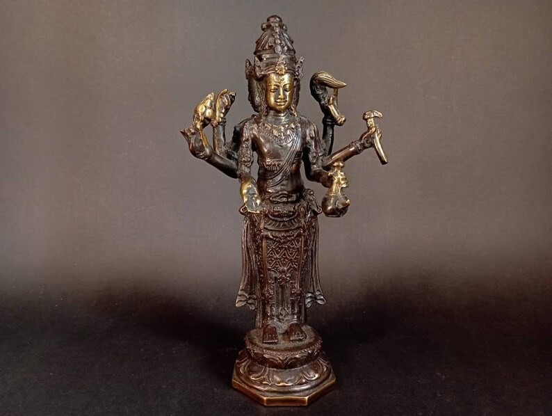 Bronze Trimurthy Six Arms, Hindu God, Brahma Vishnu Shiva Home Decor - Etsy